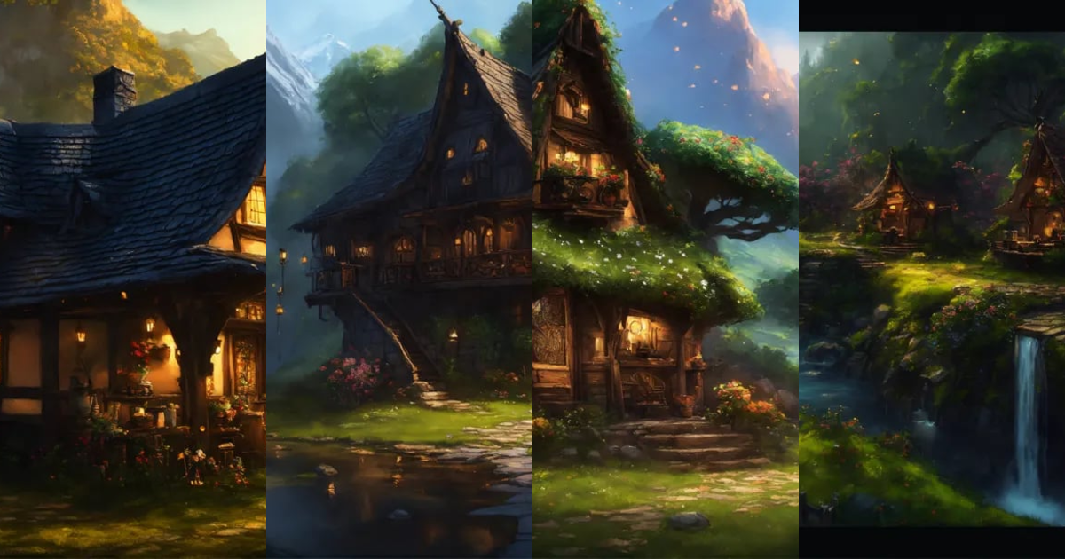 Lexica - Epic beautiful shot of a ultra detailed and small elves house ...