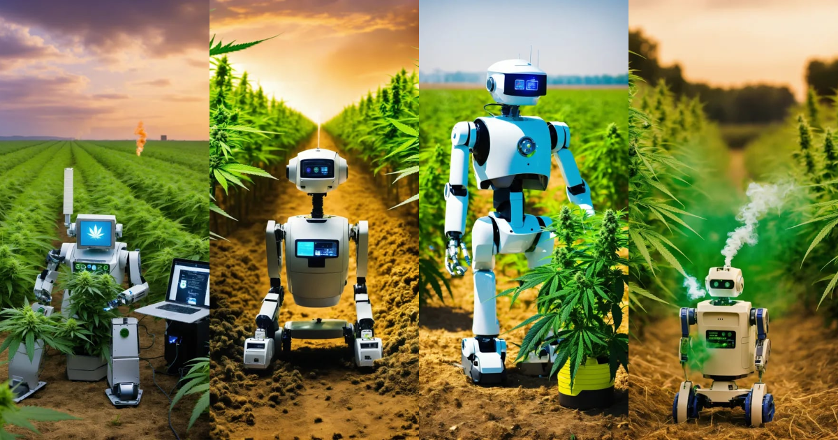 Lexica - Smoking Marijuana, robot, computer, IA, marijuana plant fields,
