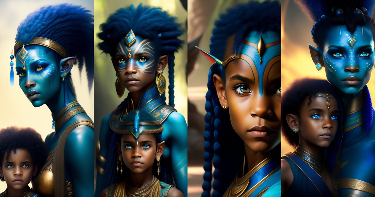 Lexica - Neytiri from avatar with black curly hair blue eyes and a ...