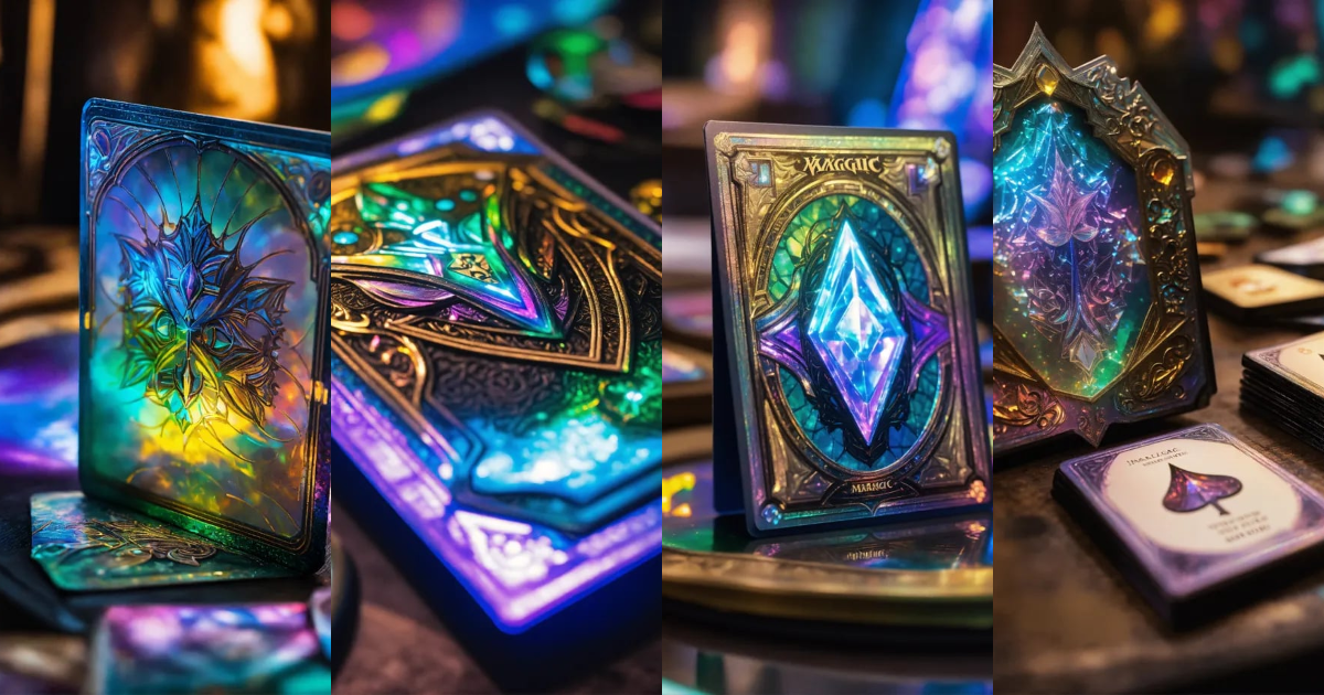 Lexica - A close up of a card on a table, holographic artifacts ...