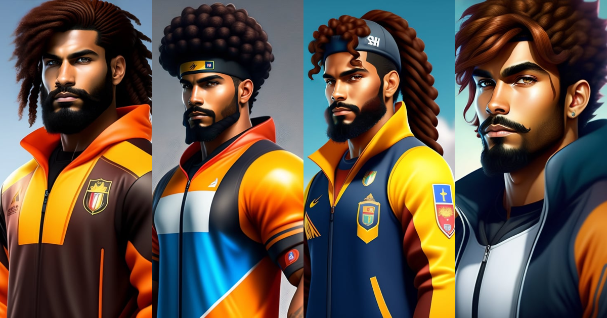 Lexica - Male brown Pokemon trainer with hair twists and a beard in ...