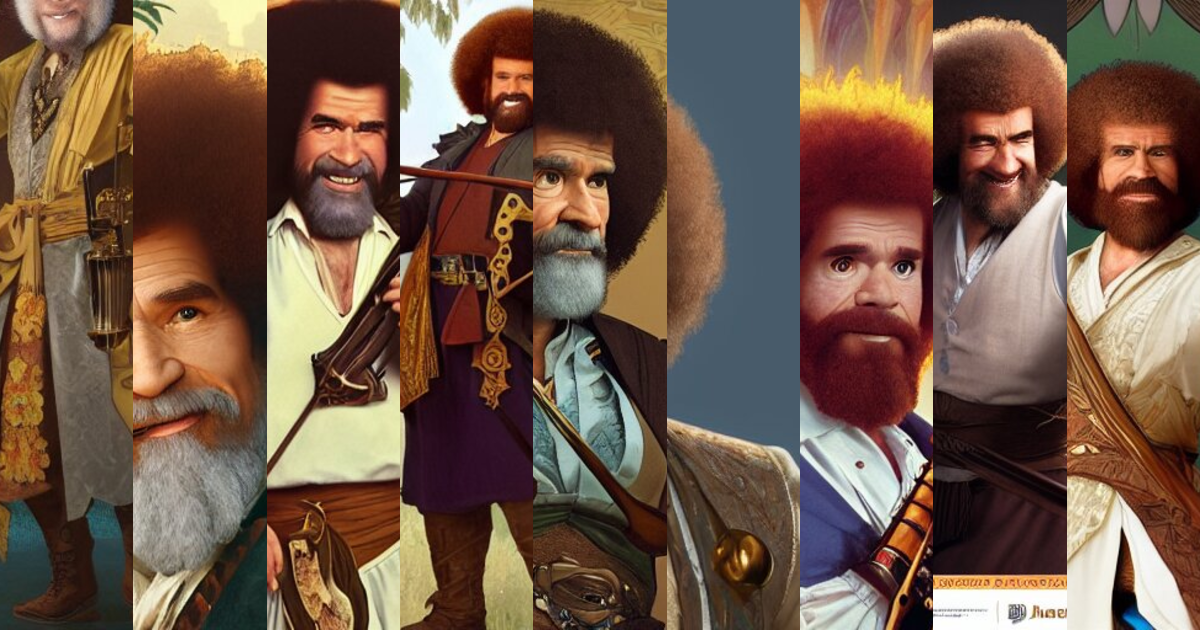 Lexica - An ultra detailed vector image of bob ross dressed as a ...