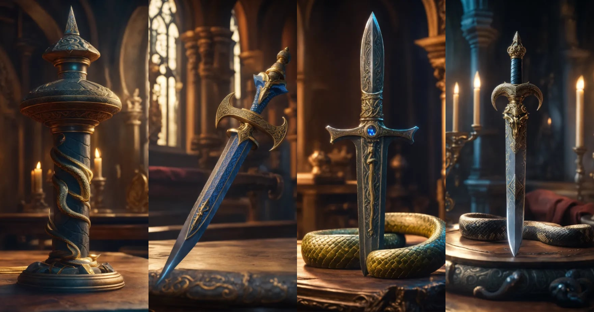 Lexica - Beautiful dark magician's dagger lies on a table in a gothic ...
