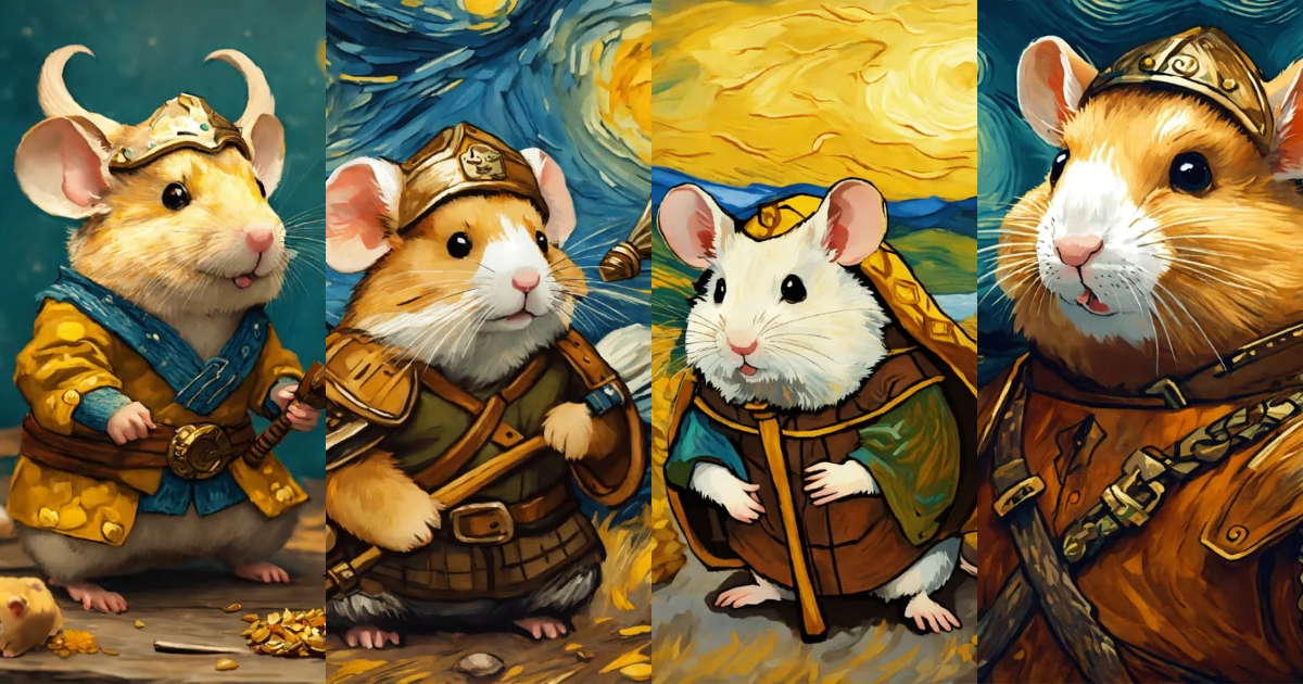 Lexica - Viking hamster van gogh style