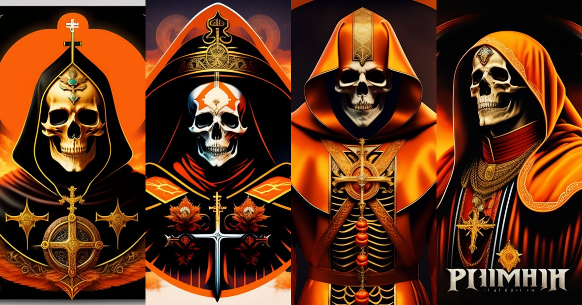 Lexica - Skeleton pope wearing pallium, liturgical vestment, driving a ...