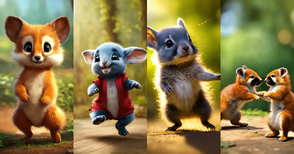 Lexica - Baby animals are doing very good dancing cartoonistic images