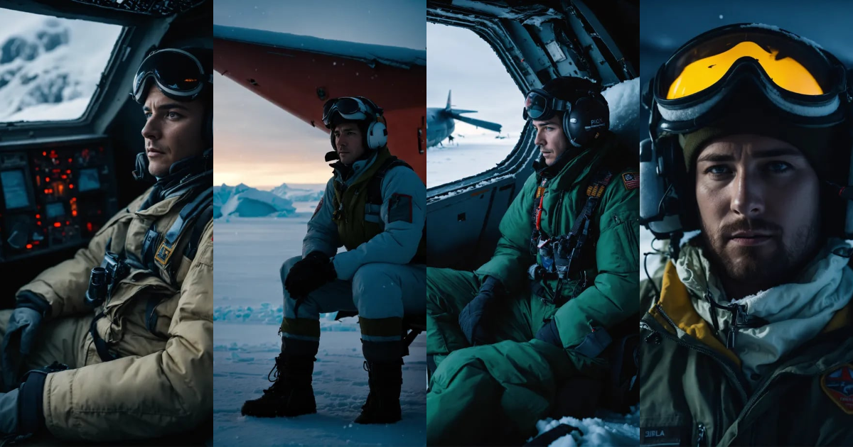 Lexica - Ghost-pilot sitting near crashed plane in Antarctica. Many ...