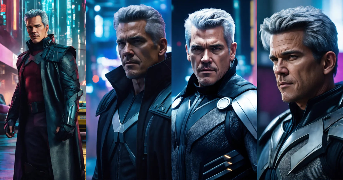 Lexica - Josh Brolin with silver hair, is dressed like Magneto, of X ...