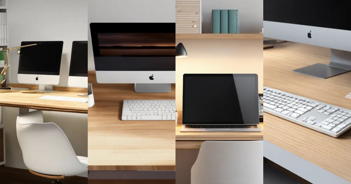 Lexica - White wood office desk, official, computer, close up, modern ...