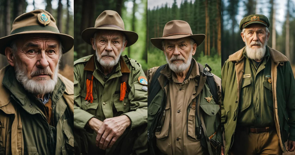 Lexica - Scared unique expressive old FOREST ranger in Siberia agent ...