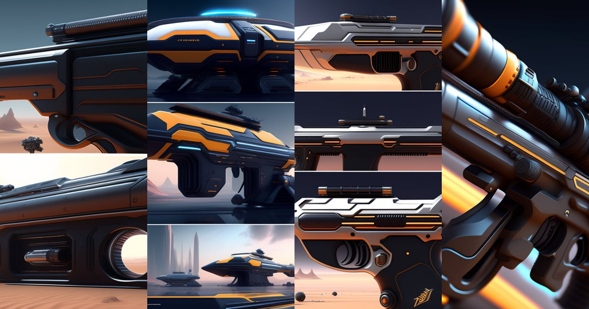 Lexica - Hard surface gun design , futuristic sci-fi, hyper detailed