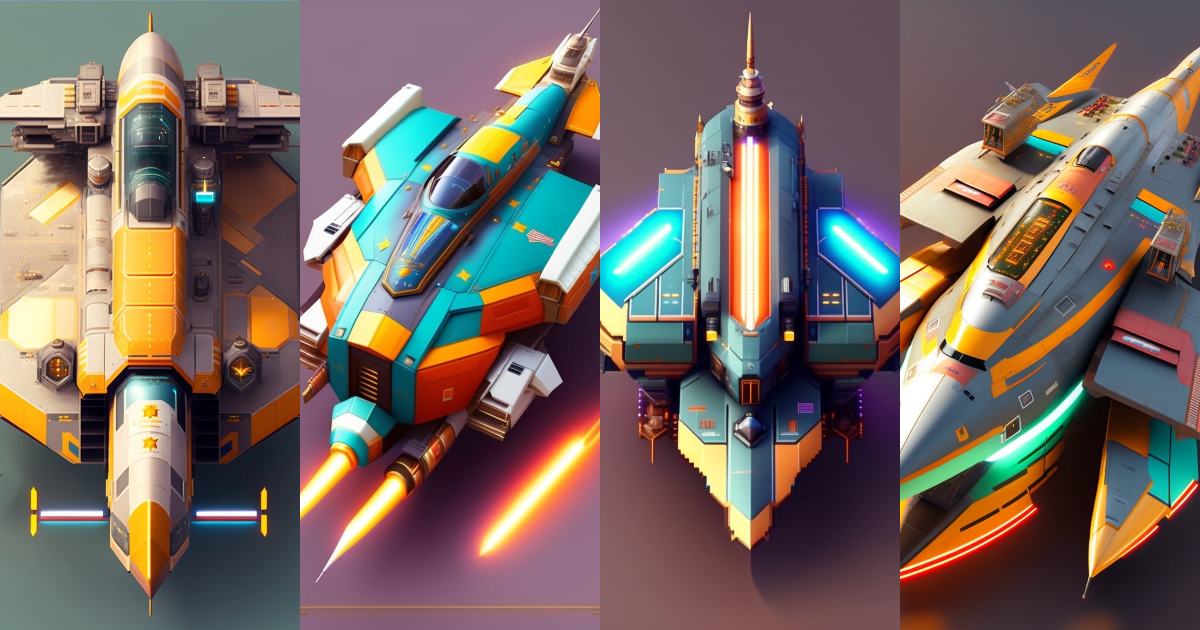 Lexica - Space fighter enemy ship , game , pixel art, top-down view