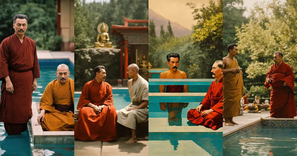 Lexica - Josef Stalin and a buddhist monk in a swimming pool