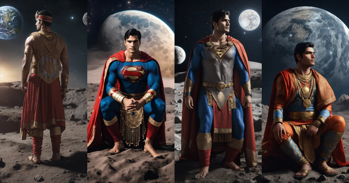 Lexica - Realistic, superman themed indian, wearing traditional Indian ...