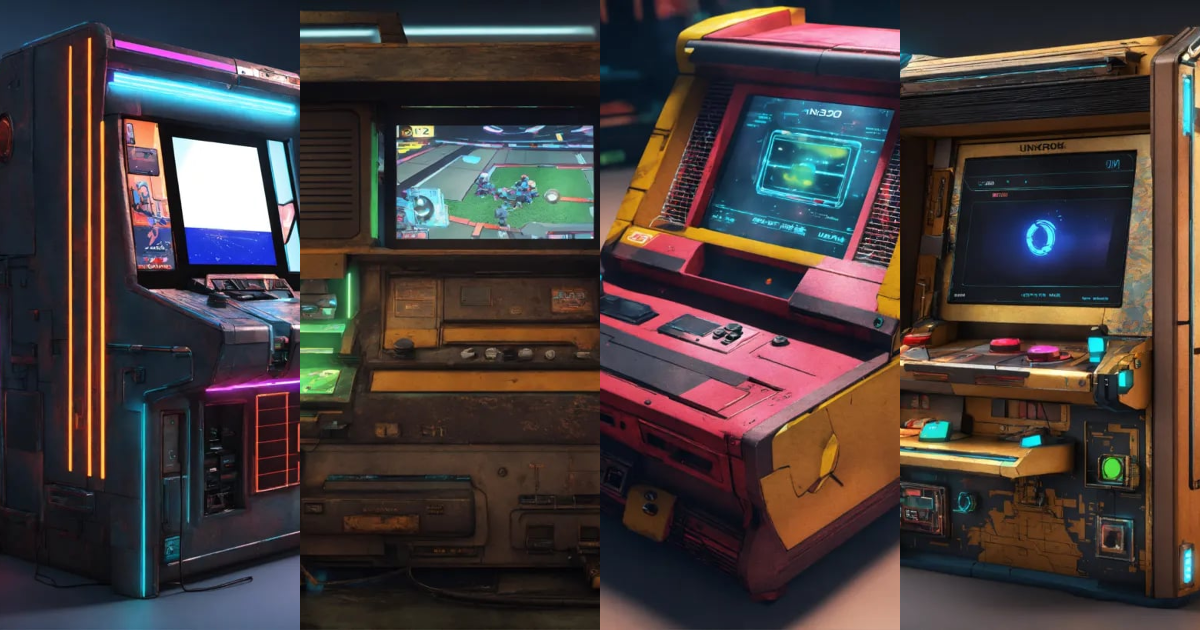 Lexica - Old video game machine, cyberpunk, old texture, 3d, cartoon ...