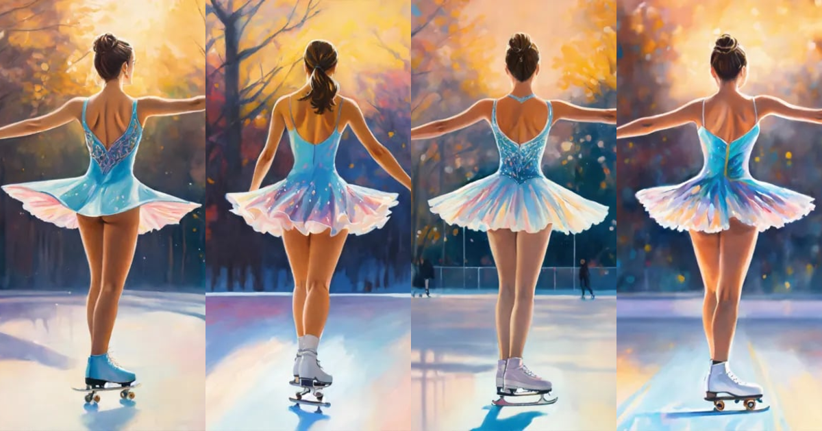 Lexica - Full body acrylic painting of a young female figure skater ...