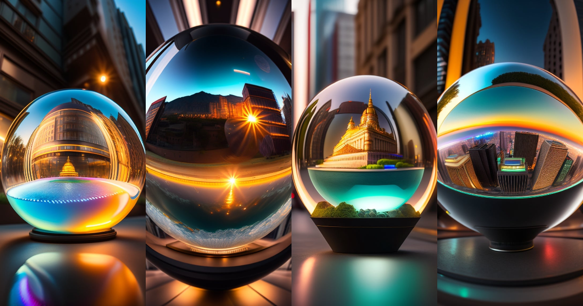 Lexica - Tagged glass vessel, inside the city, Light Art ...