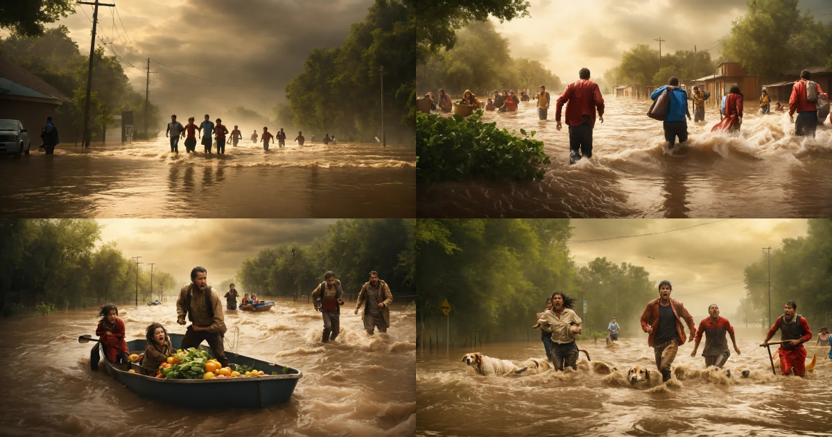 Lexica - Produce me an image of frightened persons fleeing a ...