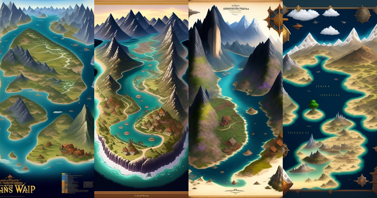 Lexica - Dnd world map, mountains, villages, rivers, oceans, islands ...