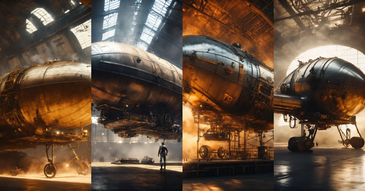 Lexica - Clockwork cyborg, distant shot, 8k resolution, in a Zeppelin ...