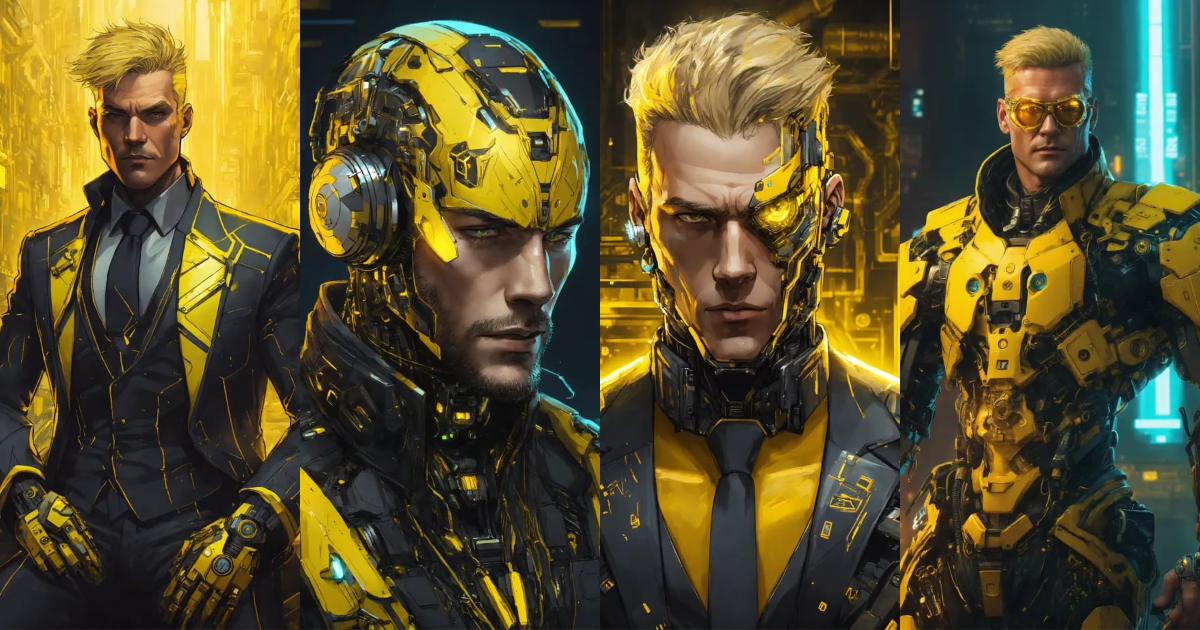 Lexica - Pale middle-aged dirty-blonde muscular cyberpunk cyborg man ...
