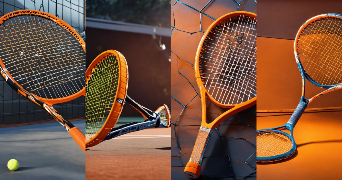Lexica - Orange broken futuristic tennis racket