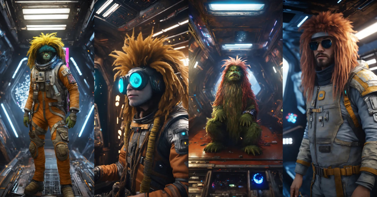 Lexica - Wild funky fuzzy monster with long hair and stylish space ...