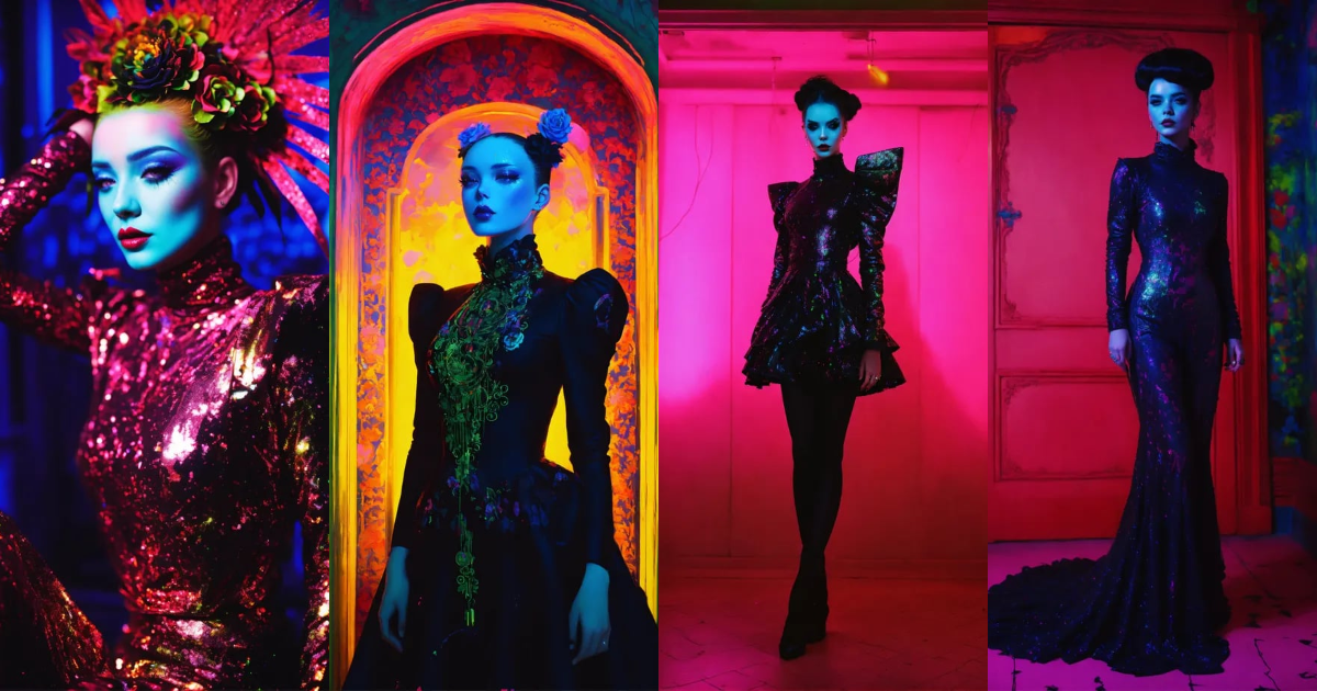 Lexica - Full body portrait Fashion, of Pinhead DMT black light glitter ...