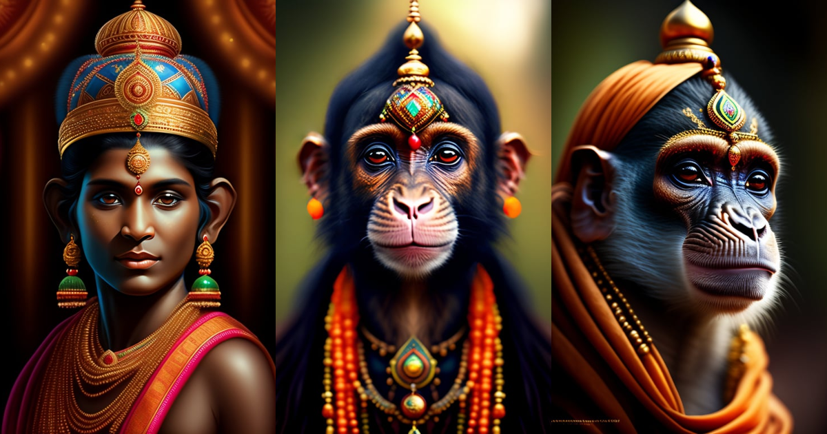 Lexica - Hindu monkey god, beautiful humanistic face