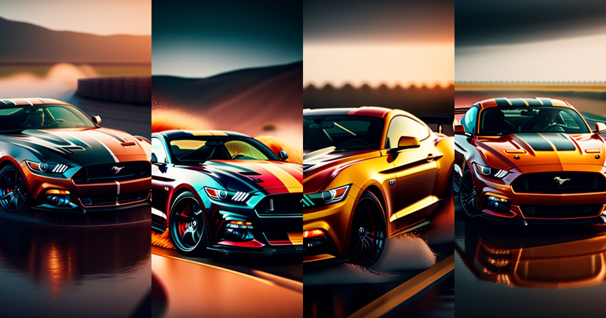 Lexica - Ford Mustang with tiger stripe decals in motion drifting in ...