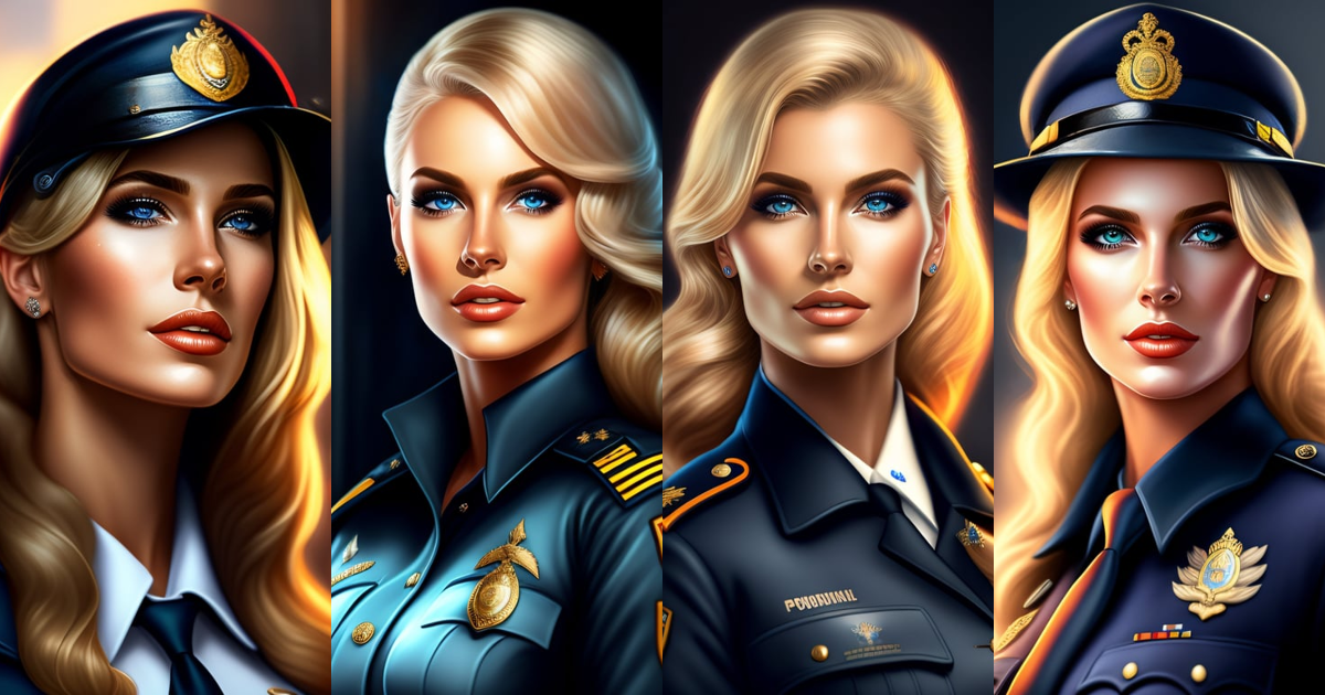 Lexica - Blonde hair lady in police uniform, pretty face, full body ...