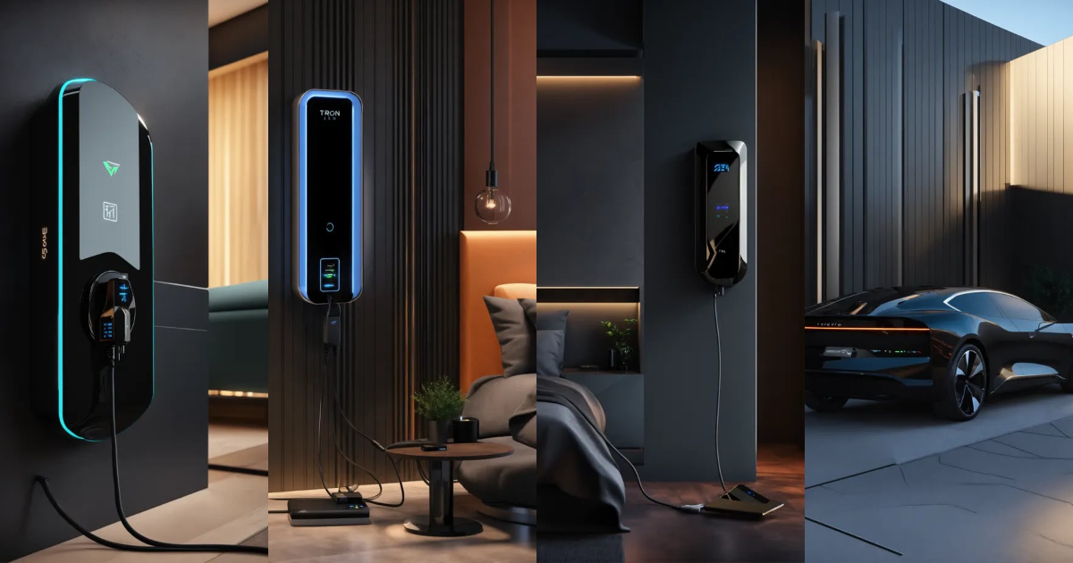 Lexica - Small sleek black Wall mounted portable luxurious 11kW EV home ...