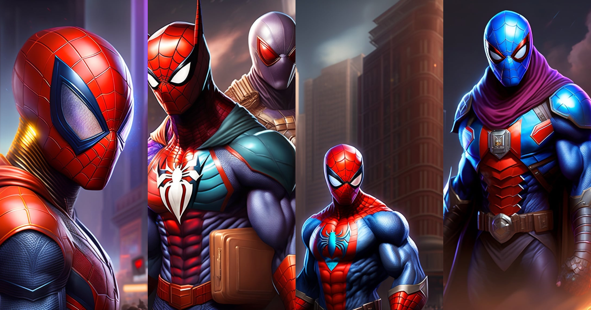 Lexica - Spiderman versi villains, full body, detailed background city,
