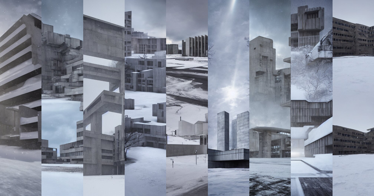 Lexica - Brutalist architecture, hyperrealistic rendering, 4 k, tyndall effect, snow day ， ultra ...