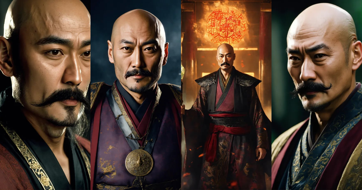 Lexica - An bald and long black moustache Ken watanabe as a very ...