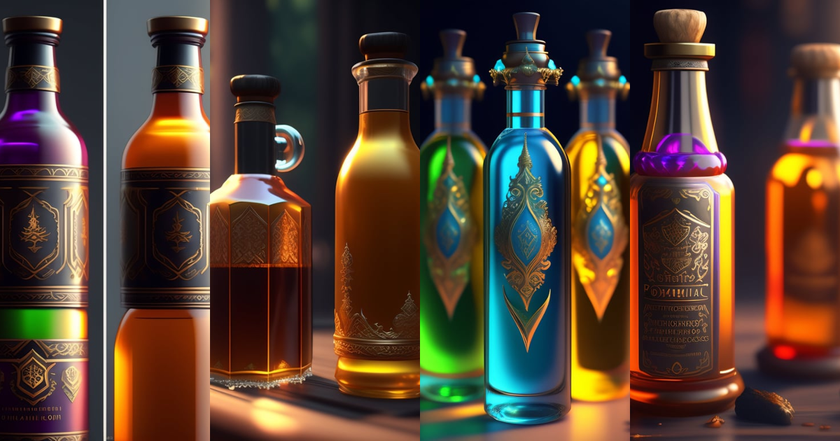 Lexica - Concept art; video game potions; intricate elegant bottles ...