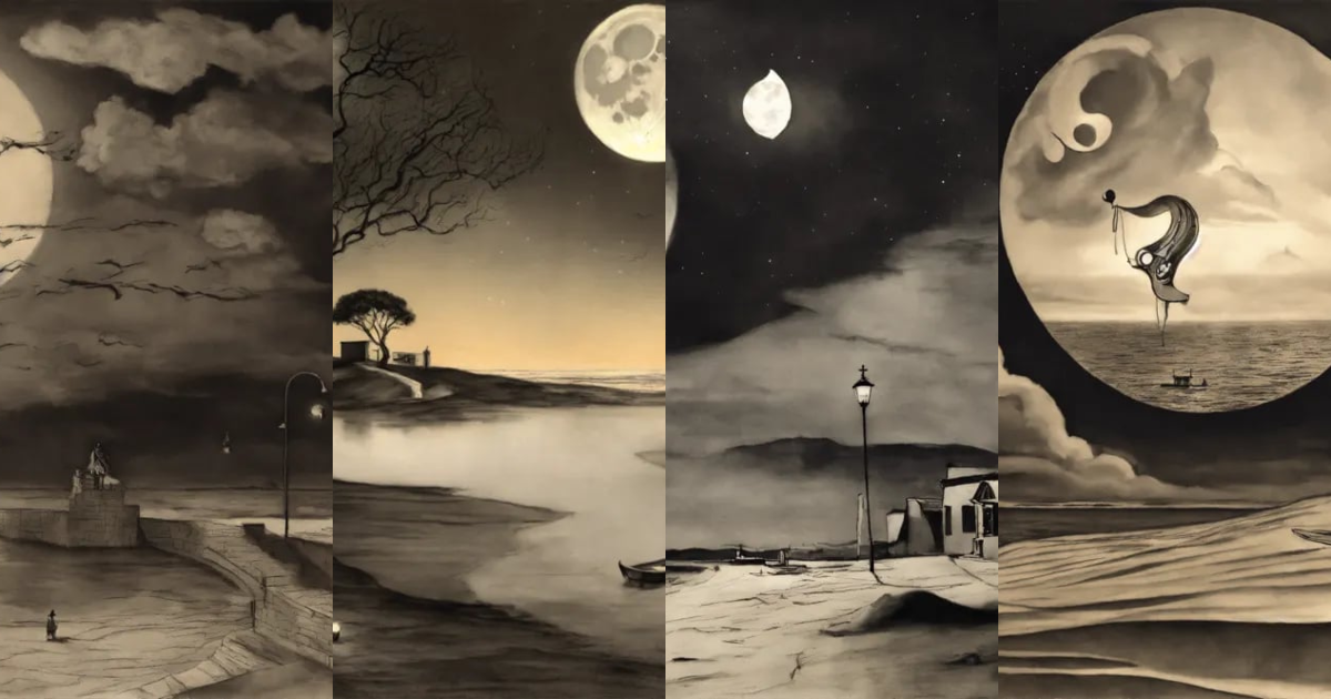 Lexica - Art SketchUp moonlight Salvador Dali charcoal surrealism