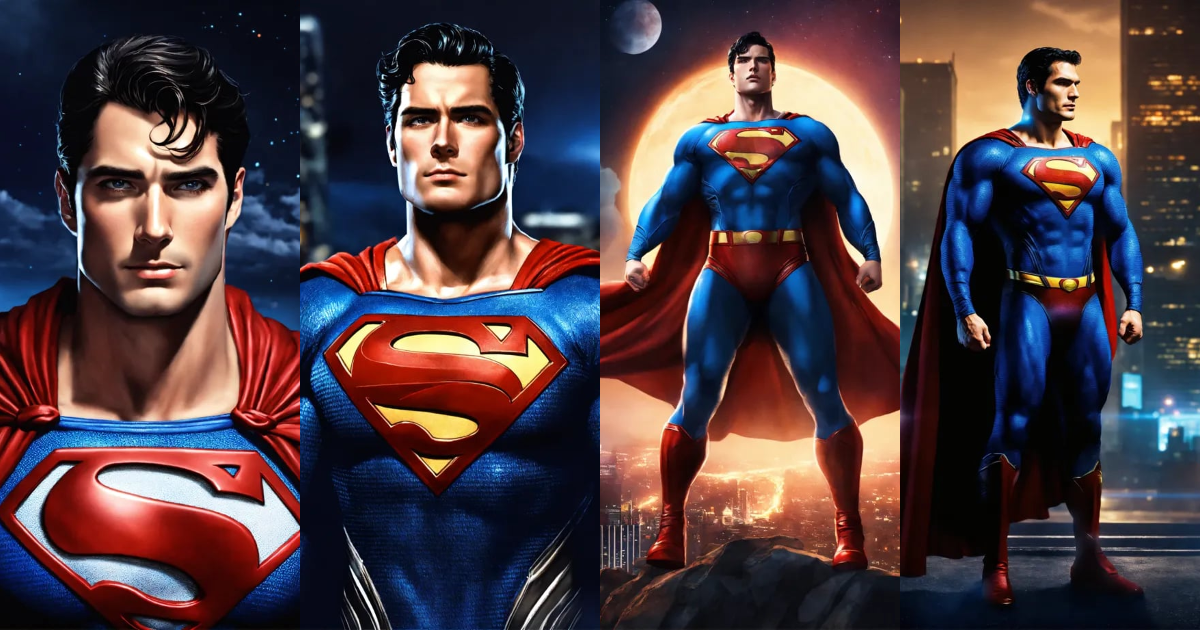 Lexica - A realistic Superman with night background