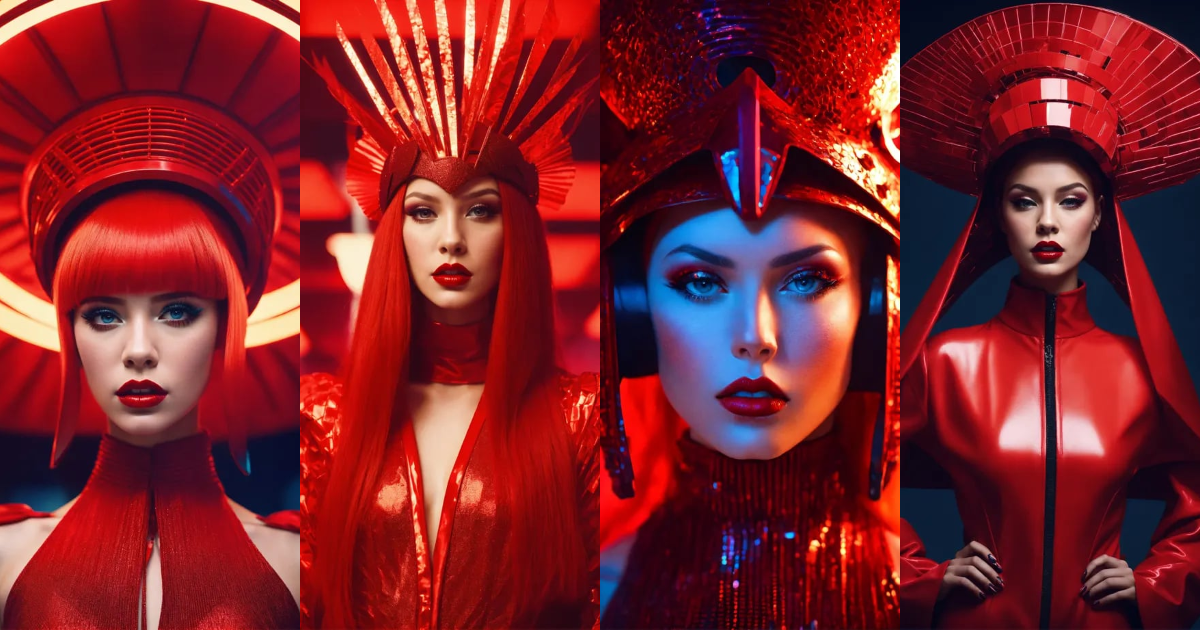 Lexica - A beautiful redhead female pop artist all red sleek futuristic ...