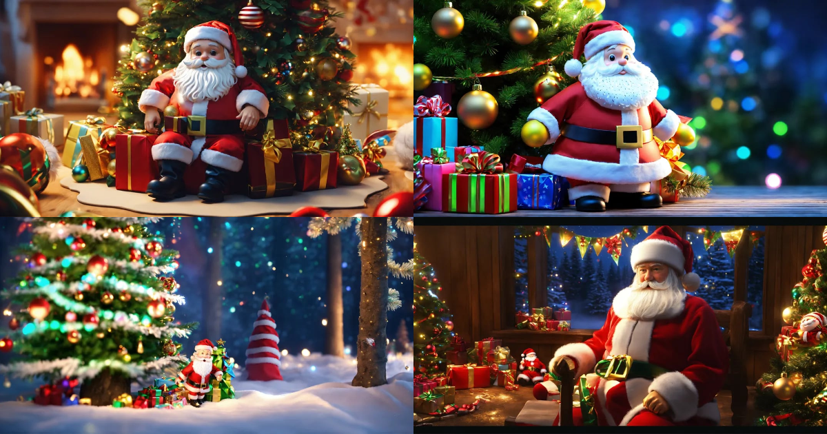 Lexica - Santa Claus , Christmas tree, with toys, in 3d New Year's ...