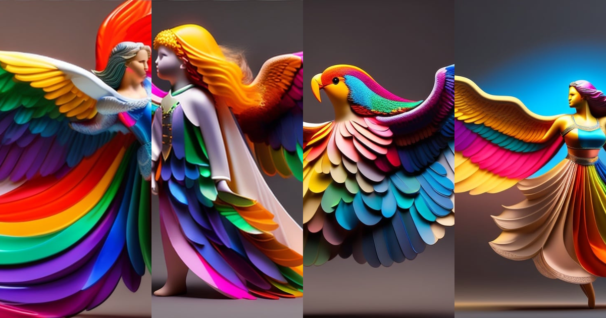 Lexica - ANGEL, multicolor flying angel