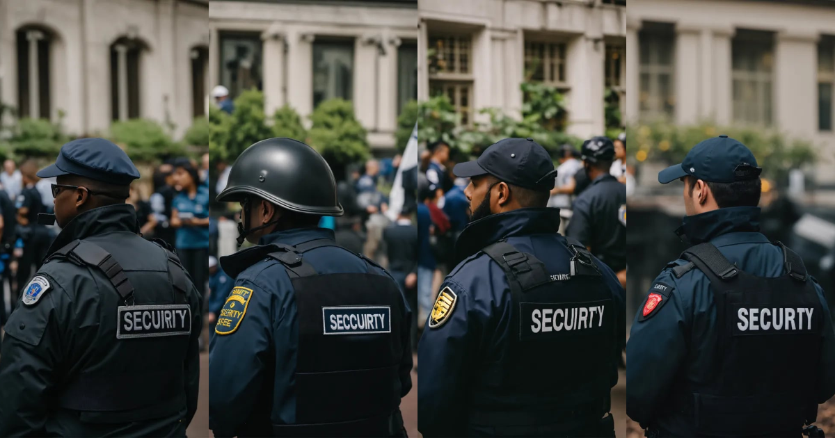 Lexica - A lone security officer wearing security cap