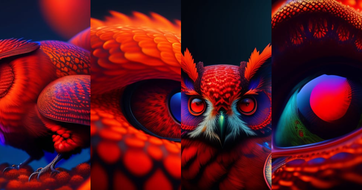 Lexica - Painting of hybrid between colorful spider & red owl, round ...