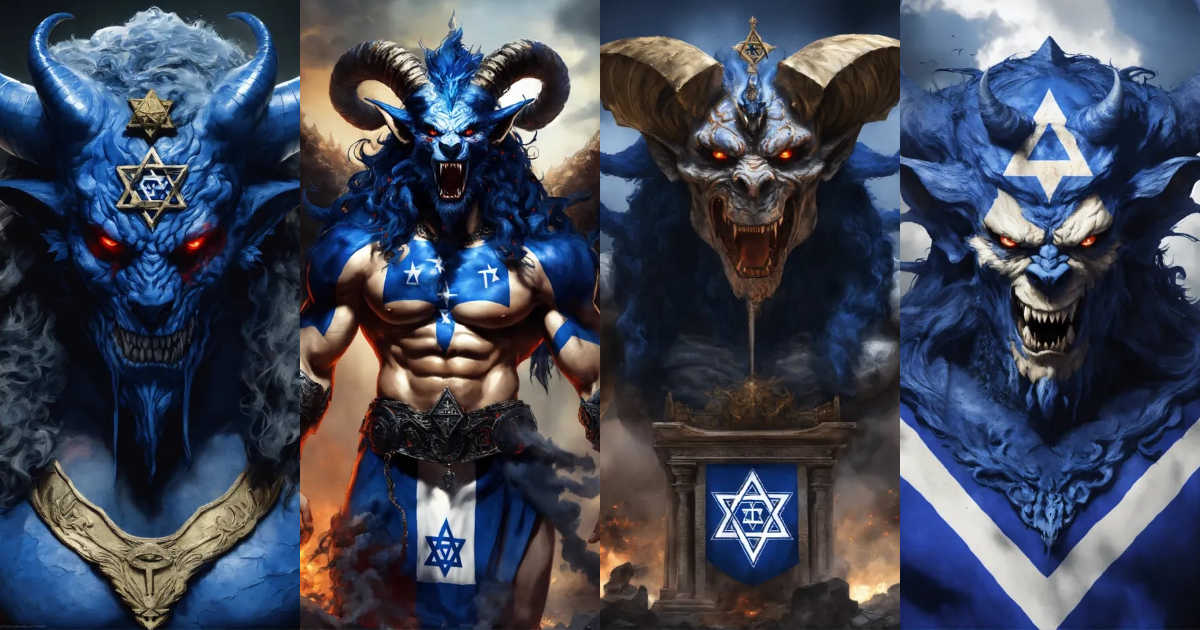 Lexica - Evil demonic Israel demon with an Israeli flag beast with an ...