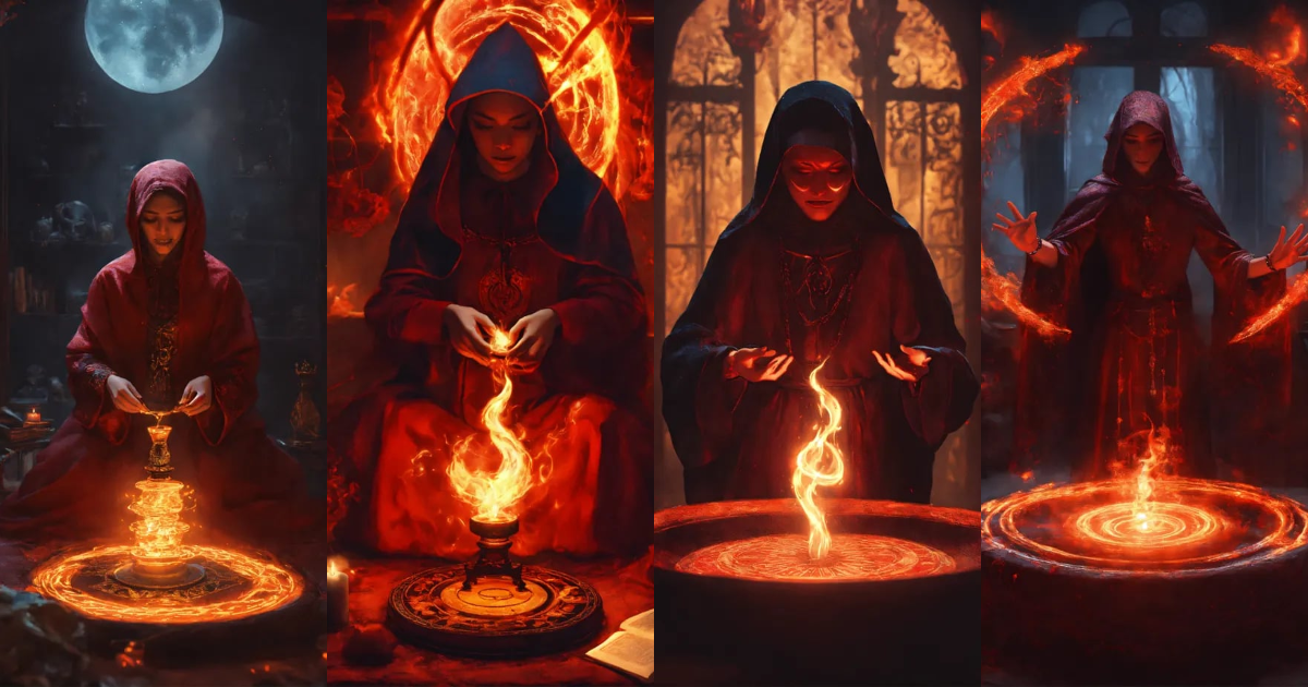 Lexica - A person conjuring evil forces to summon the devil, creepy ...