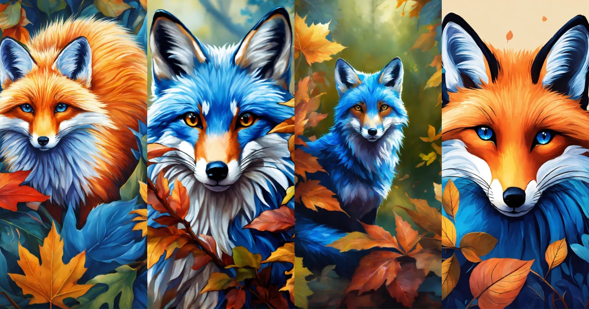 Lexica - Blue fox peaking out from behind an uppercase letter B ...