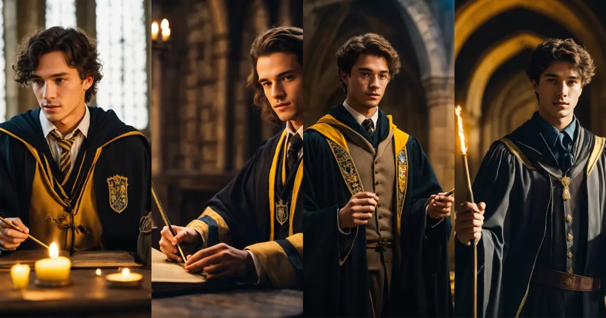 Lexica - Very buatiful man young wizard, inside Hogwarts with a Magic ...