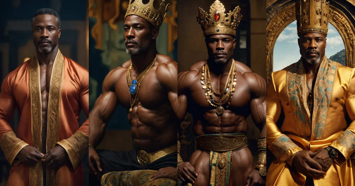 Lexica - Portrait of a stunningly beautiful middle age african king in ...