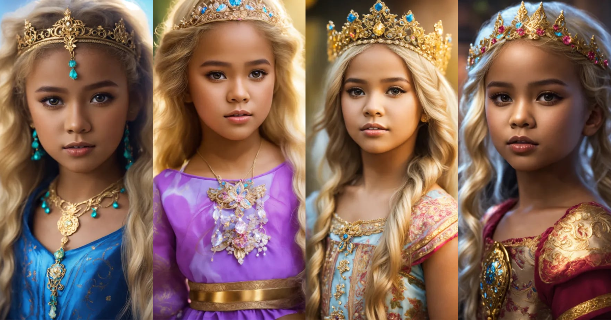 Lexica - Ethnically mixed child princess blonde hair 4k fantasy