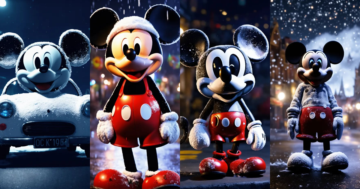 Lexica - A dashcam image of mickey mouse covered in white powder at ...